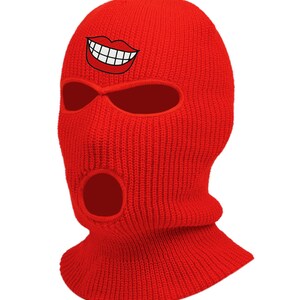 Smiling Lips 3 Hole Ski Mask Adult Embroidered Full Face Cover Warm ...