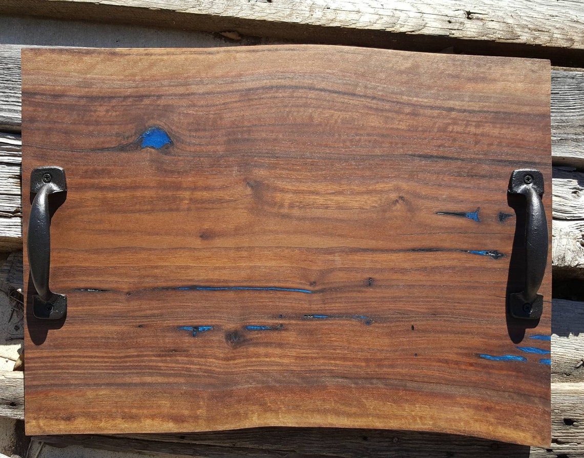 Black Walnut Charcuterie Board With Metal Handles | Etsy