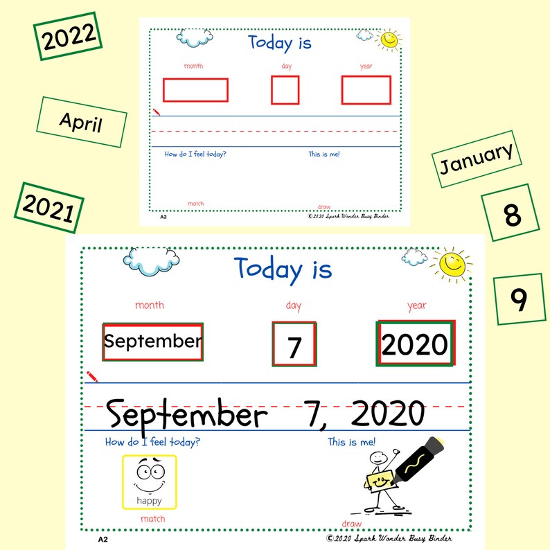 Busy Binder, Kids Calendar, Days of the Week, Seasons, Kindergarten ...