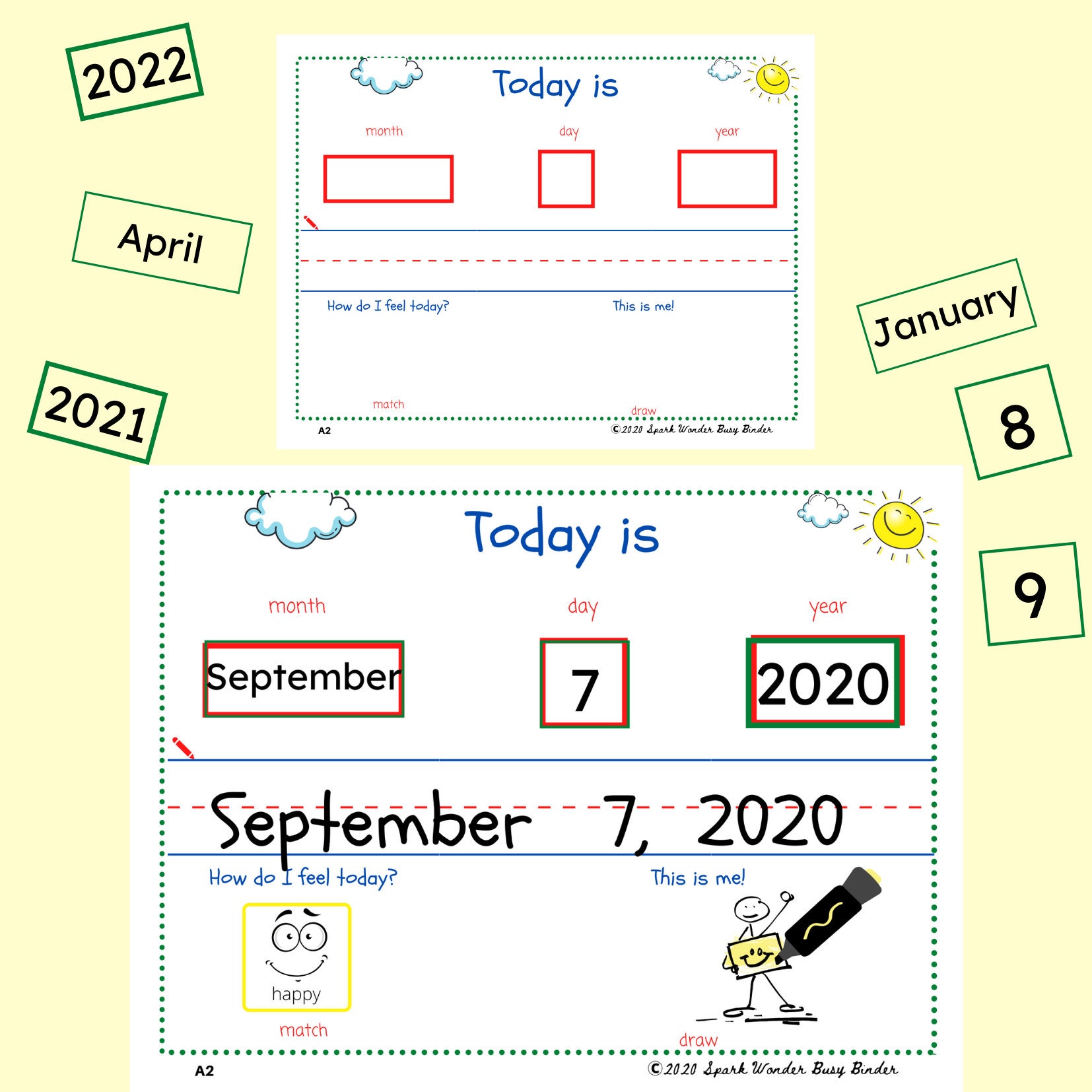 Busy Binder, Kids Calendar, Days of the Week, Seasons, Kindergarten ...