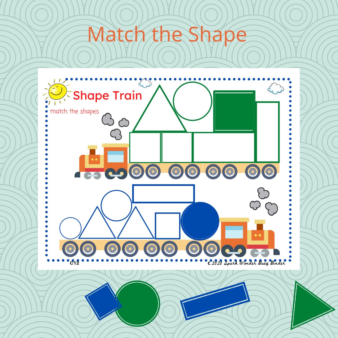 Math Activity Worksheet Shapes and Color Sorting Patterns | Etsy