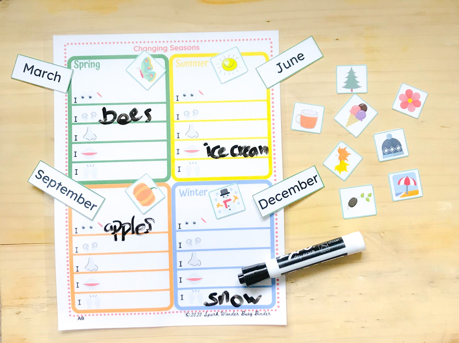 Busy Binder, Kids Calendar, Days of the Week, Seasons, Kindergarten ...