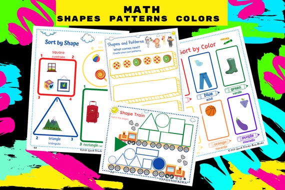 Math Activity Worksheet Shapes and Color Sorting Patterns | Etsy