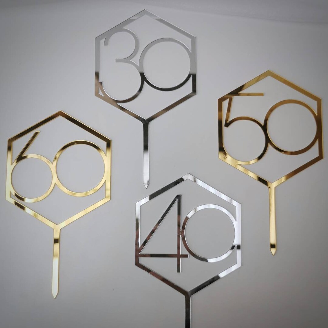 Cake Topper Numbers Silver Gold Cake Topper 40th Birthday 18 - Etsy