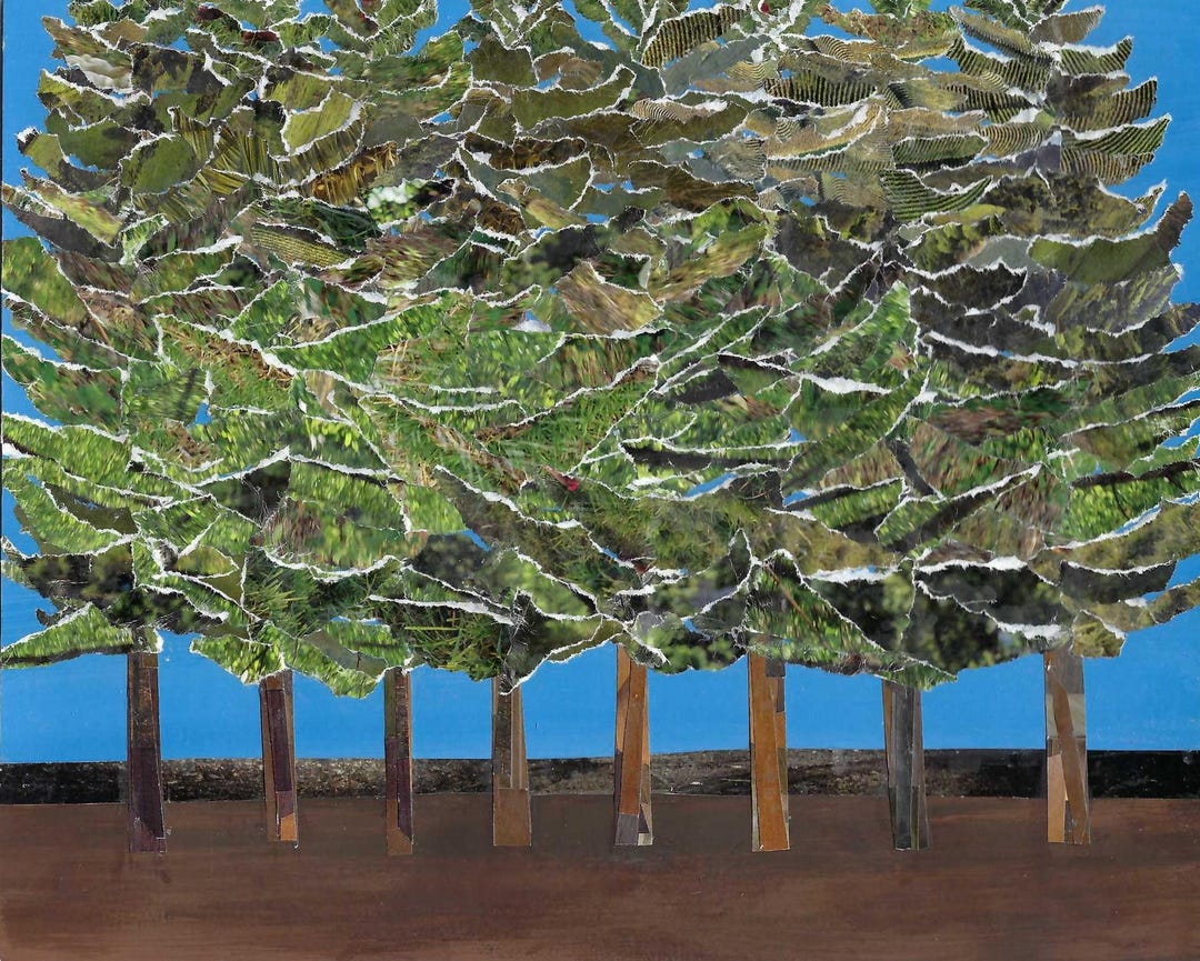 Tree Sentinel Series Collage - "roadside Sentinel" - Etsy