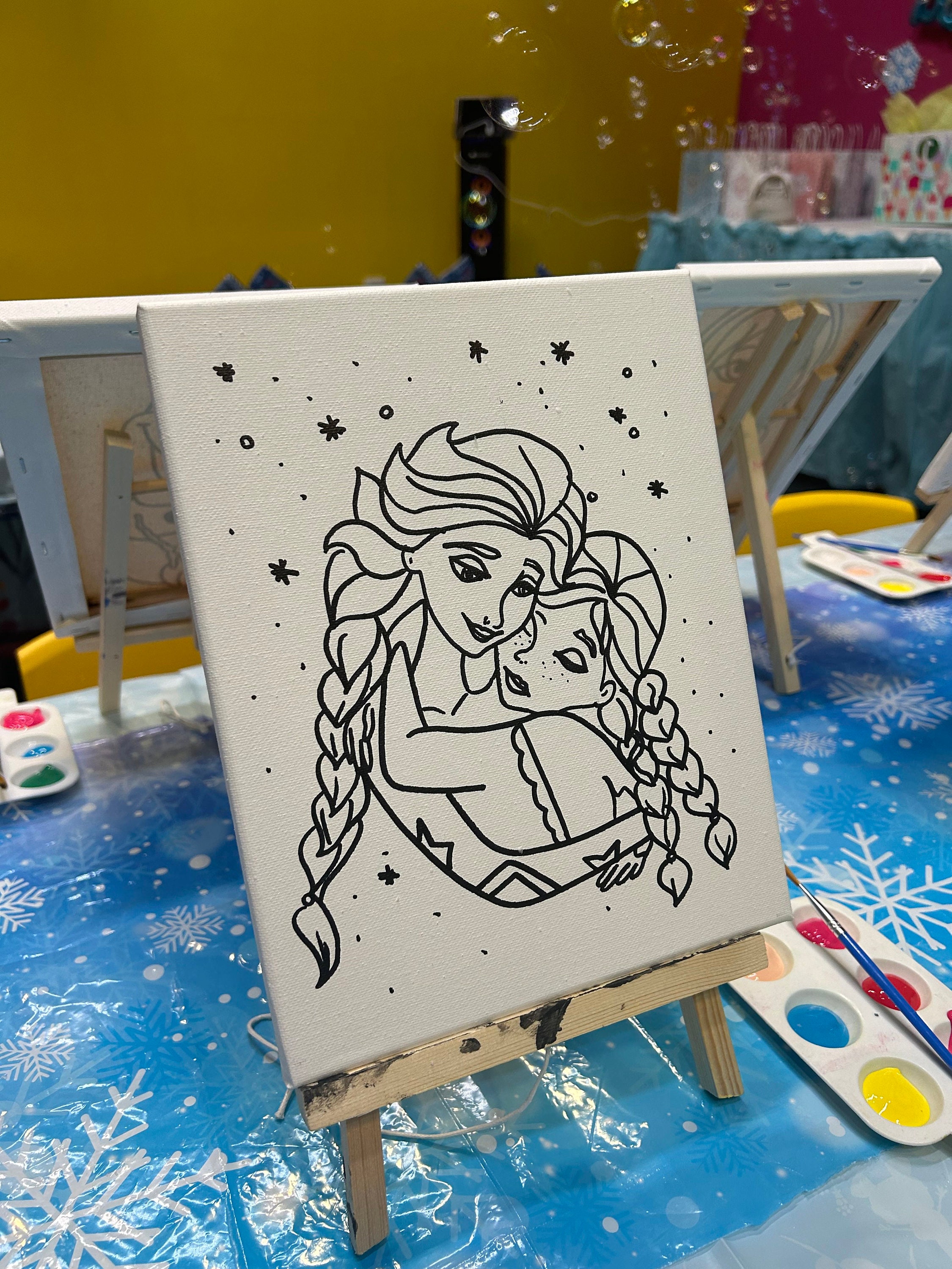 Frozen Art Station Canvas Party Kit, Handmade Predrawn Canvas, Paint ...