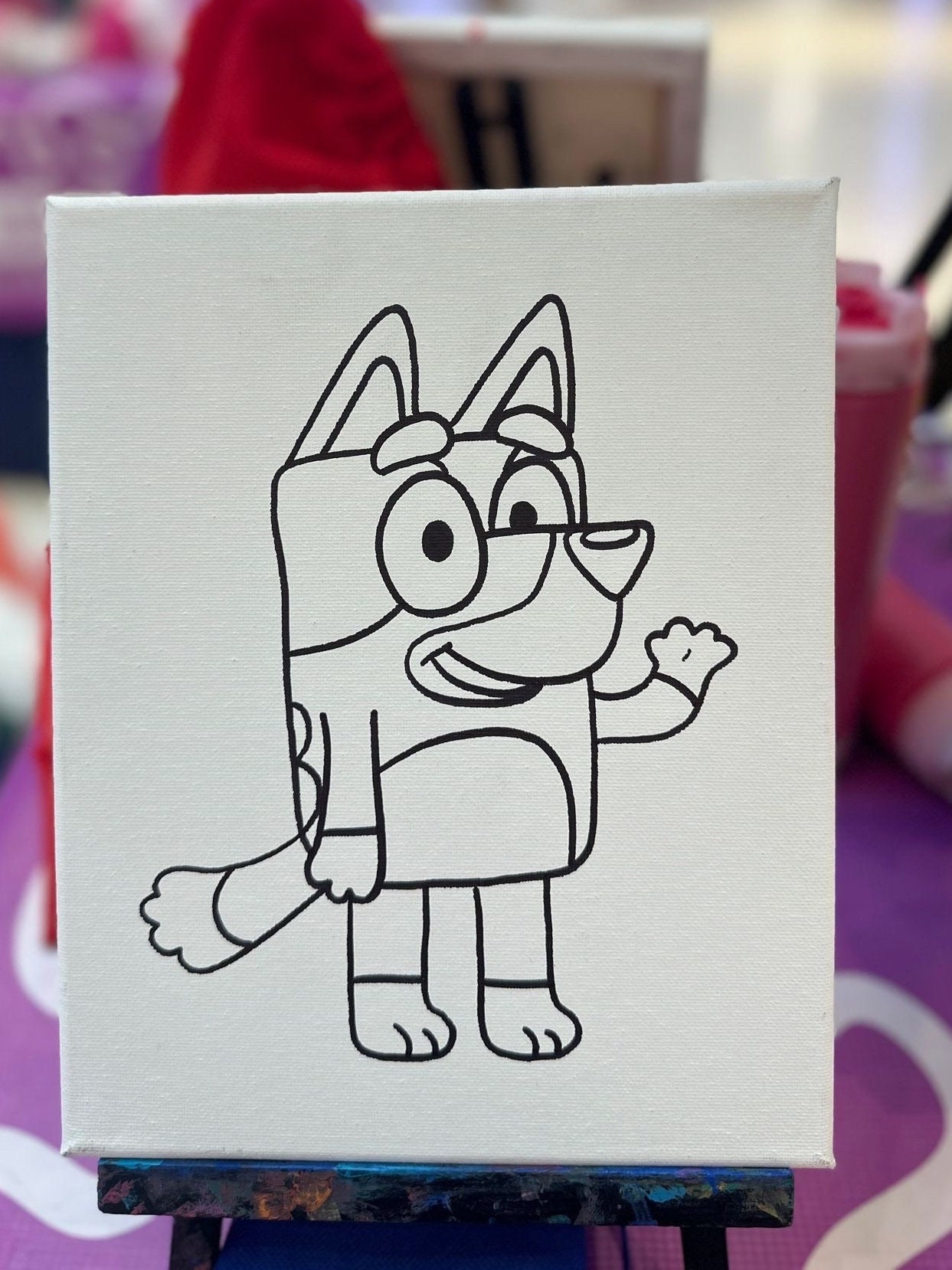 Bluey and Bingo Canvas Party Kit, Hand Made Predrawn Canvas, Paint ...