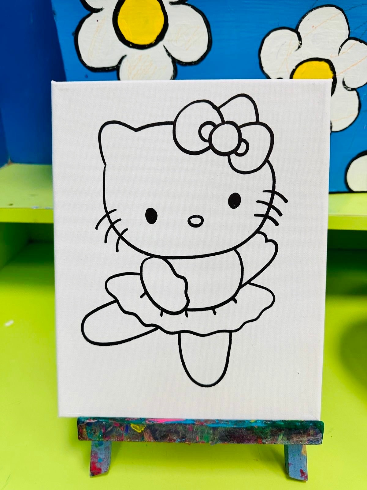 Hello Kitty Canvas Party Kit, Handmade Predrawn Canvas, Paint Birthday Fun, Drawing Sketch ...