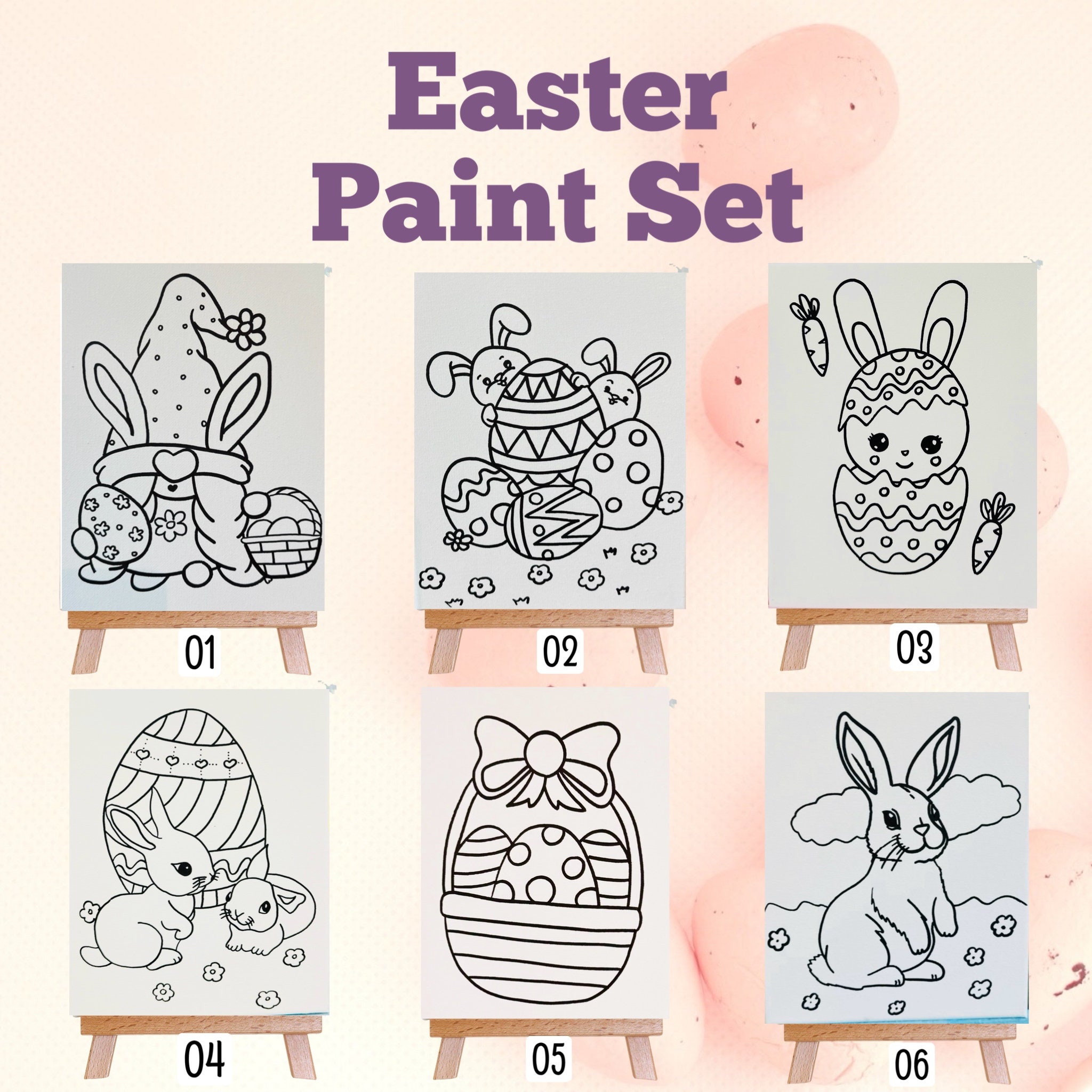 Easter Canvas Party Kit, Handmade Predrawn Canvas, Paint Birthday Fun ...