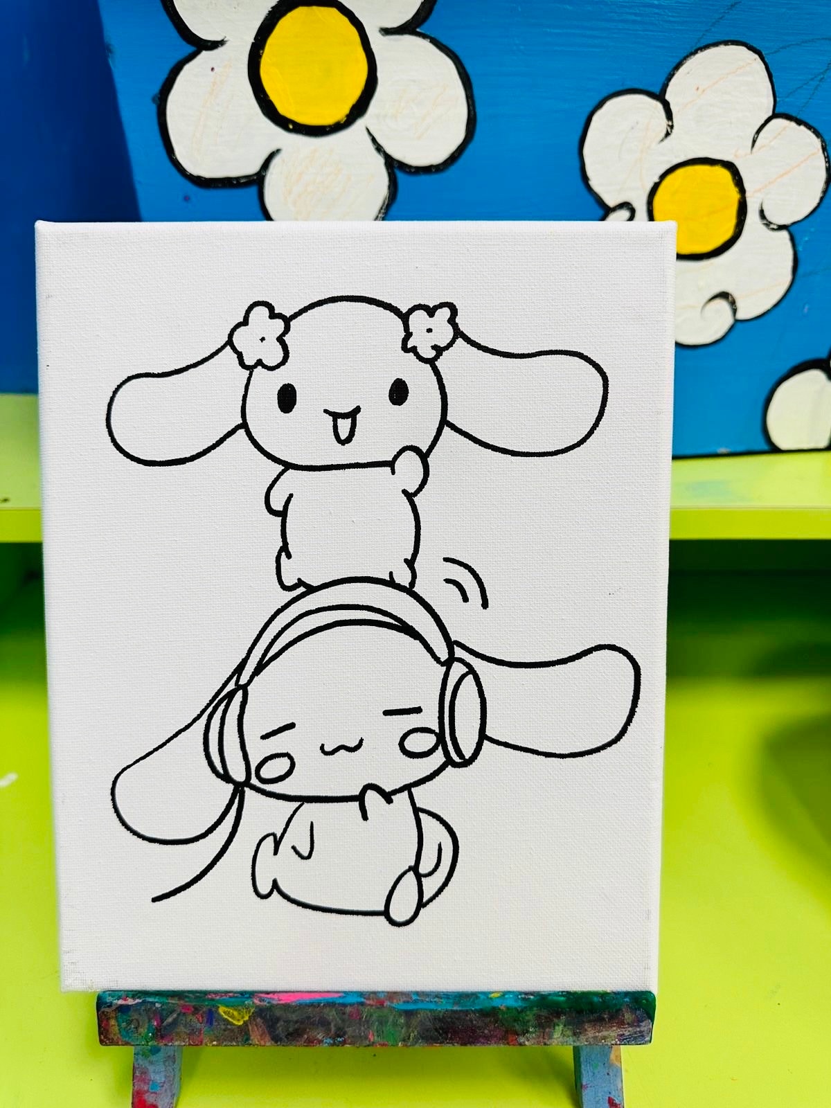 Hello Kitty Canvas Party Kit, Handmade Predrawn Canvas, Paint Birthday Fun, Drawing Sketch ...