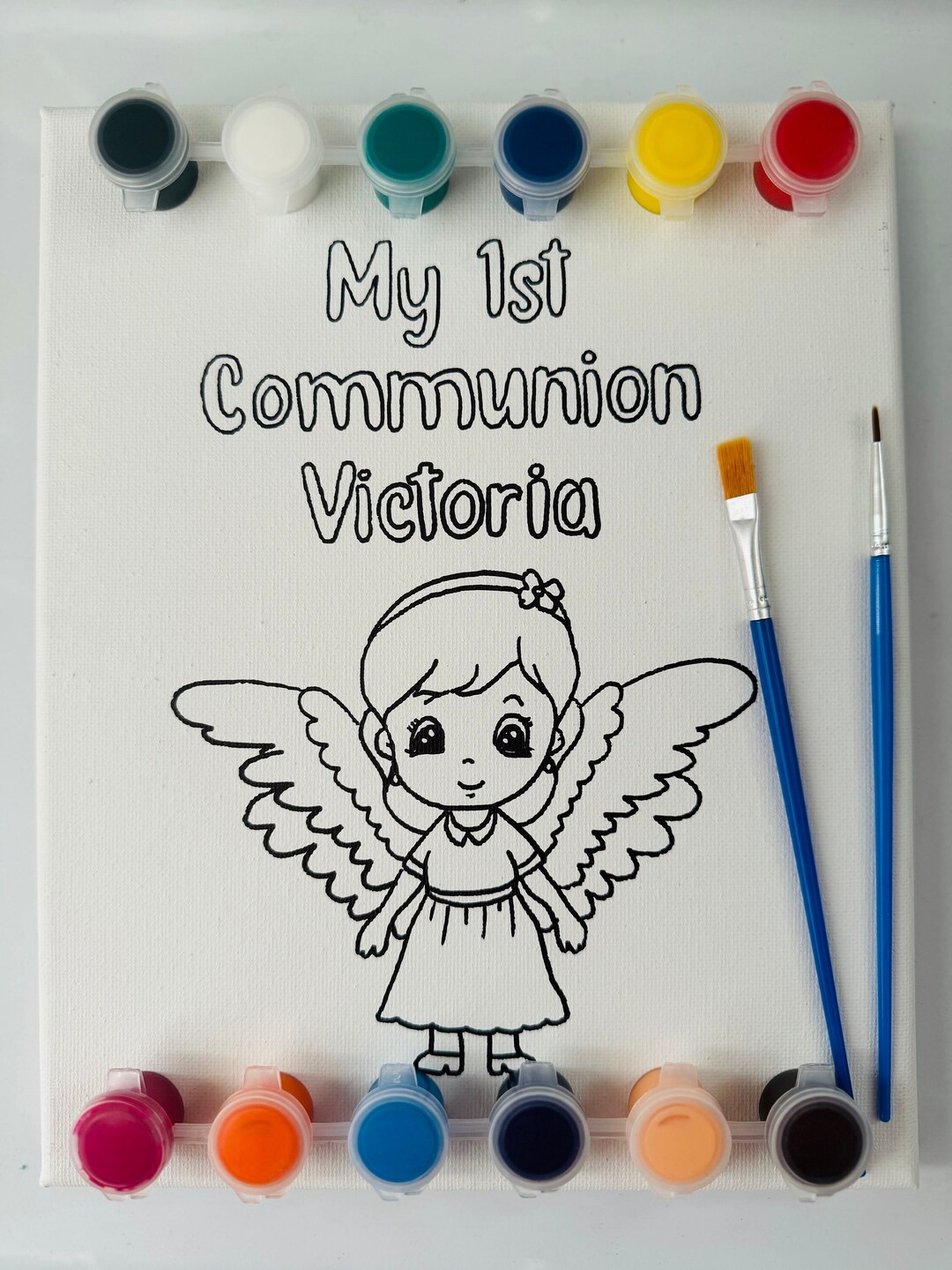 My 1st Communion Color Me Canvas Party Kit, Handmade Predrawn Canvas ...