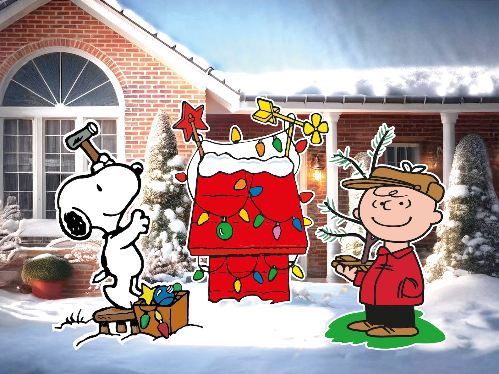 Charlie Brown & Snoopy Christmas Yard Sign | Peanuts Show Logo Cut Out ...