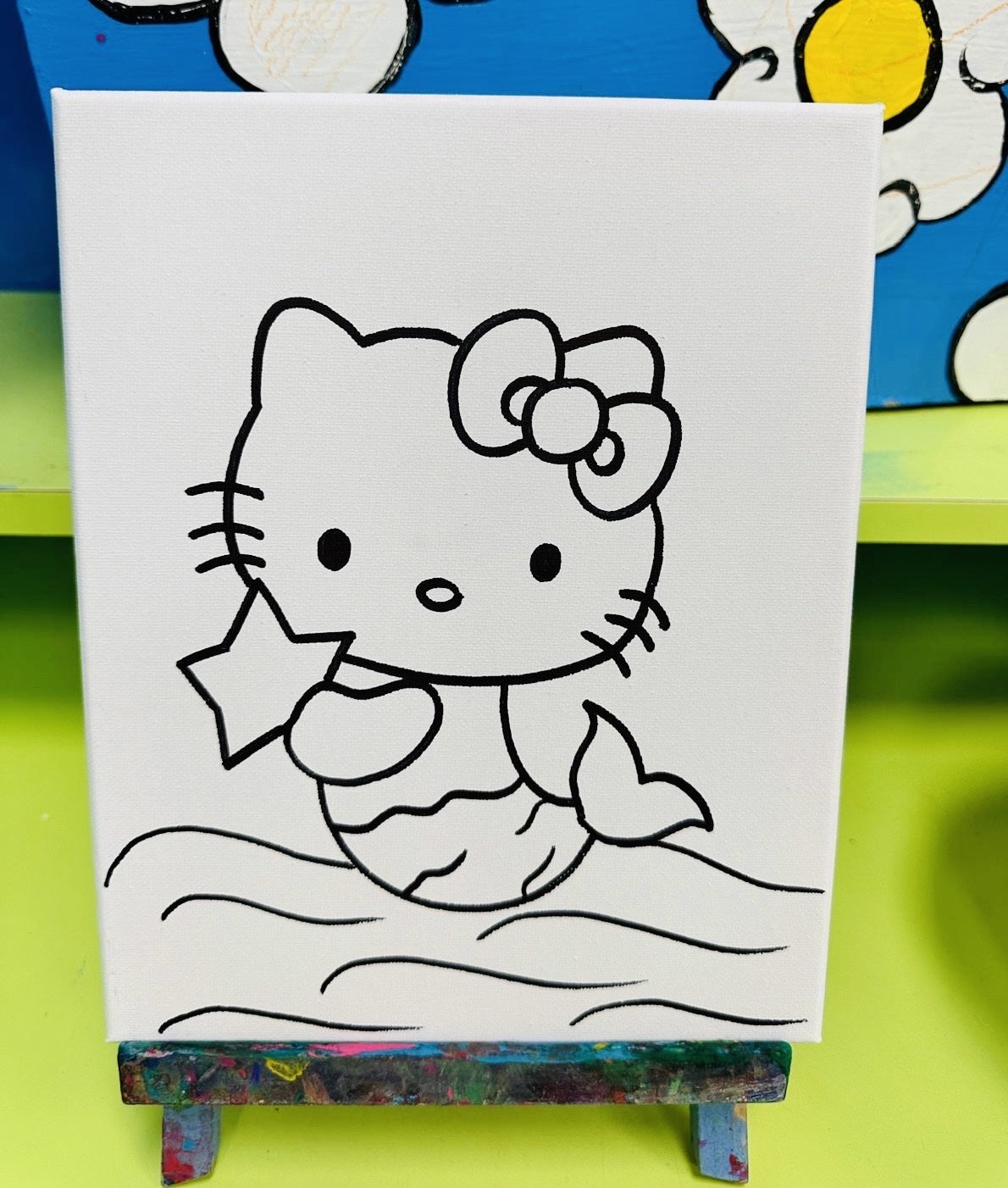 Hello Kitty Canvas Party Kit, Handmade Predrawn Canvas, Paint Birthday Fun, Drawing Sketch ...