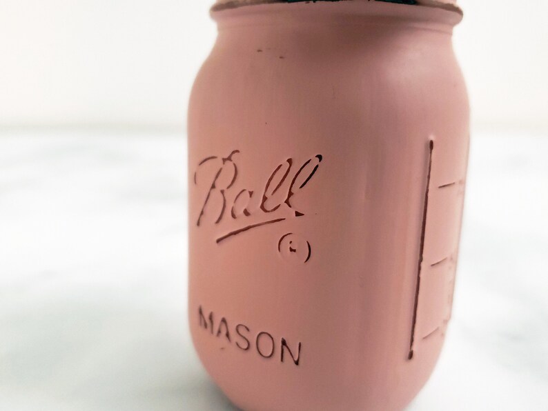 Antique Pink Handpainted Mini Mason Jar W/ Purple Peony Rose & | Etsy