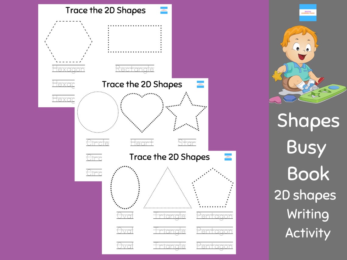 Shapes Busy Book Printable, Preschool Shapes Bundle, Printable Shapes ...