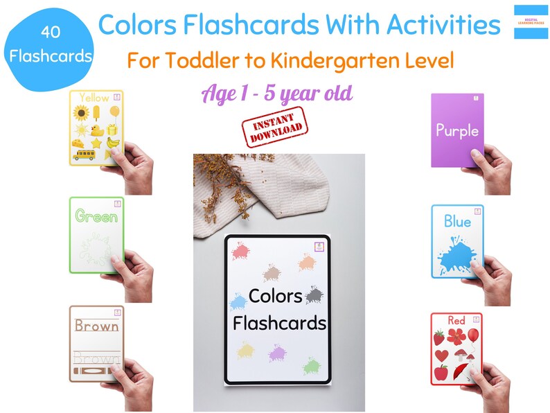 Color Flashcards, Toddler Flashcards Download, Learning Cards ...