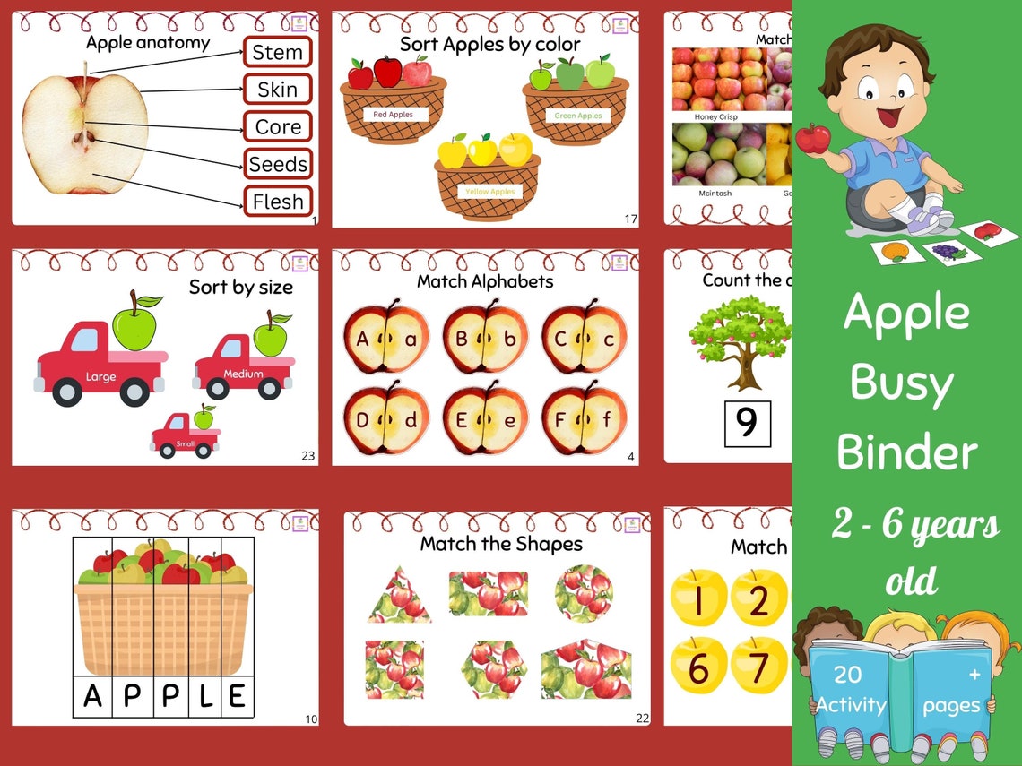 Apple Unit Study Apple Theme Prek Busy Book Preschool - Etsy Canada