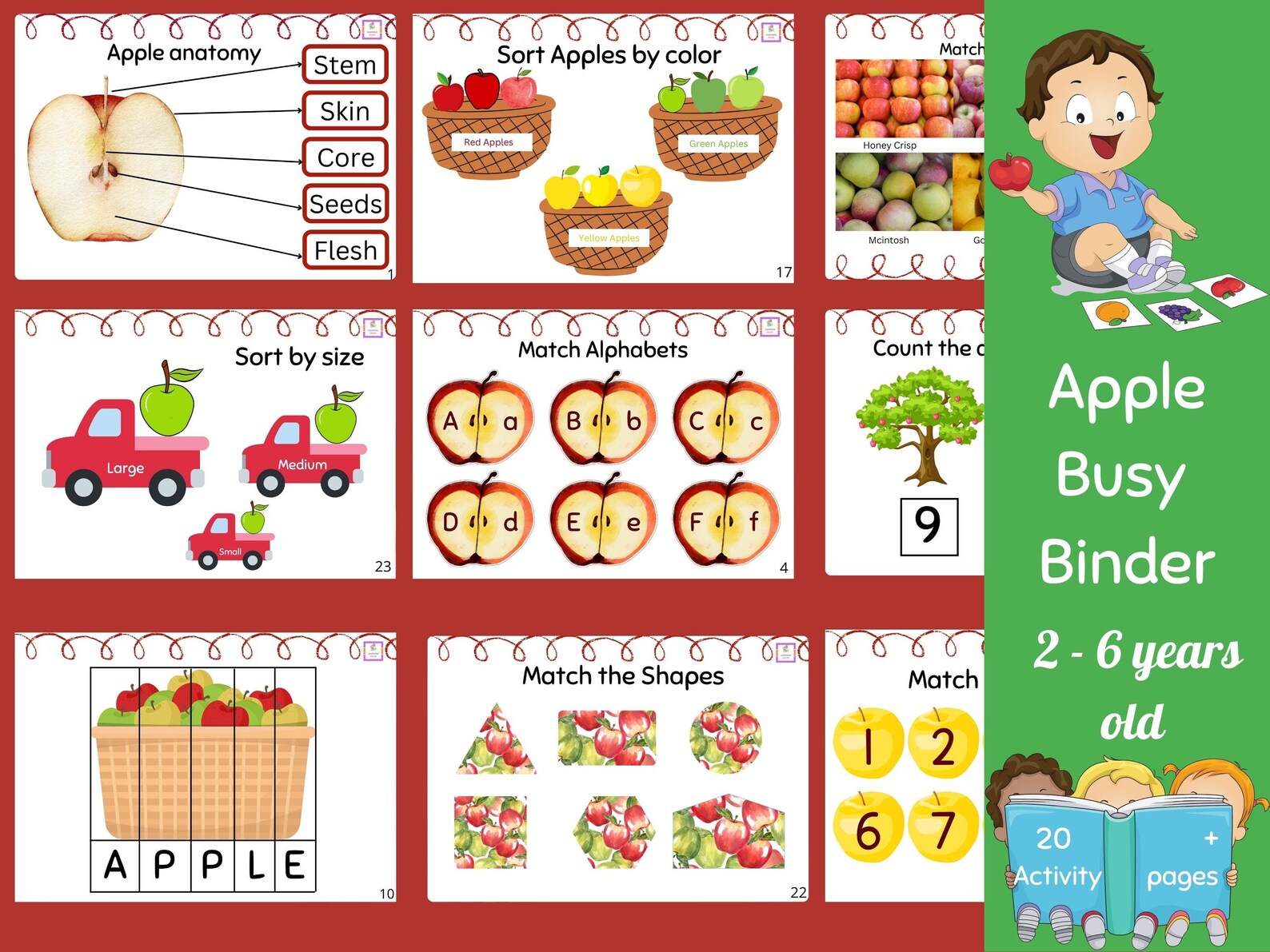 Apple Unit Study, Apple Theme Prek Busy Book, Preschool Curriculum ...