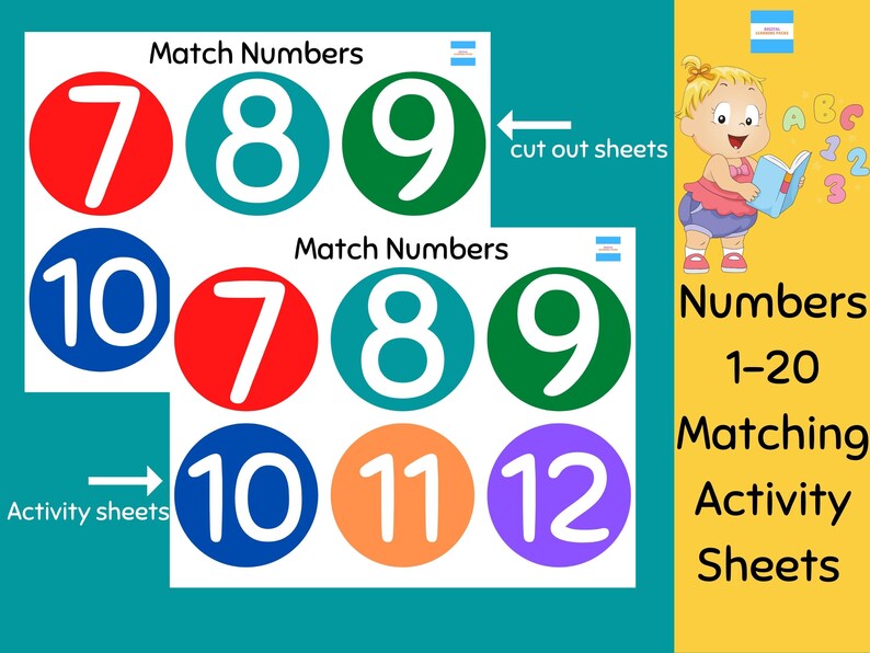 Number Matching Game, Numbers 1-20, Math Worksheets for Preschool ...