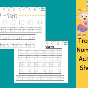 Number Tracing Worksheet, Printable Tracing Numbers 1-20, Preschool ...
