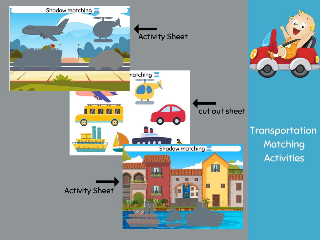 Transportation Matching Game, Vehicle Matching Worksheet, Preschool ...