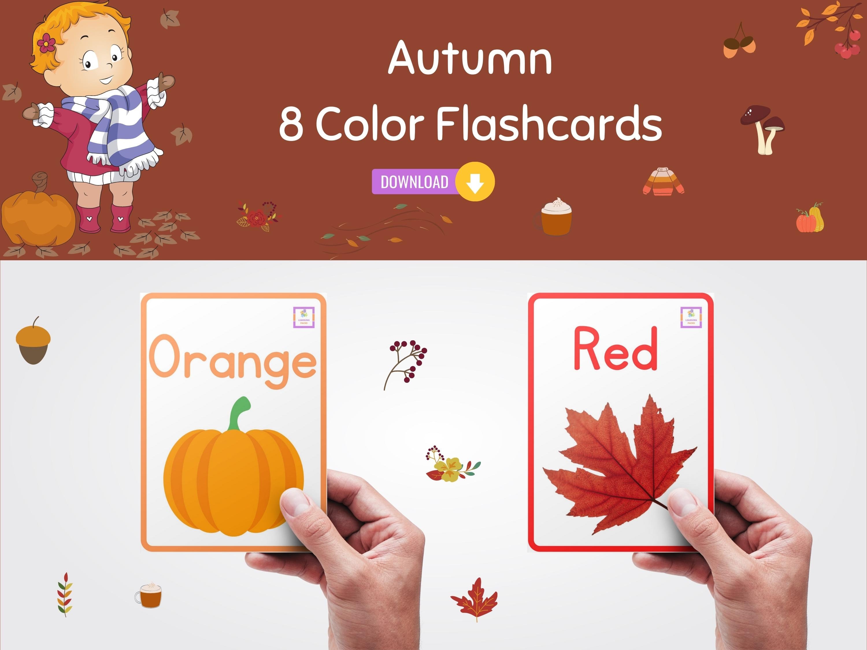Autumn Flashcards Fall Alphabet Flashcards Digital - Etsy