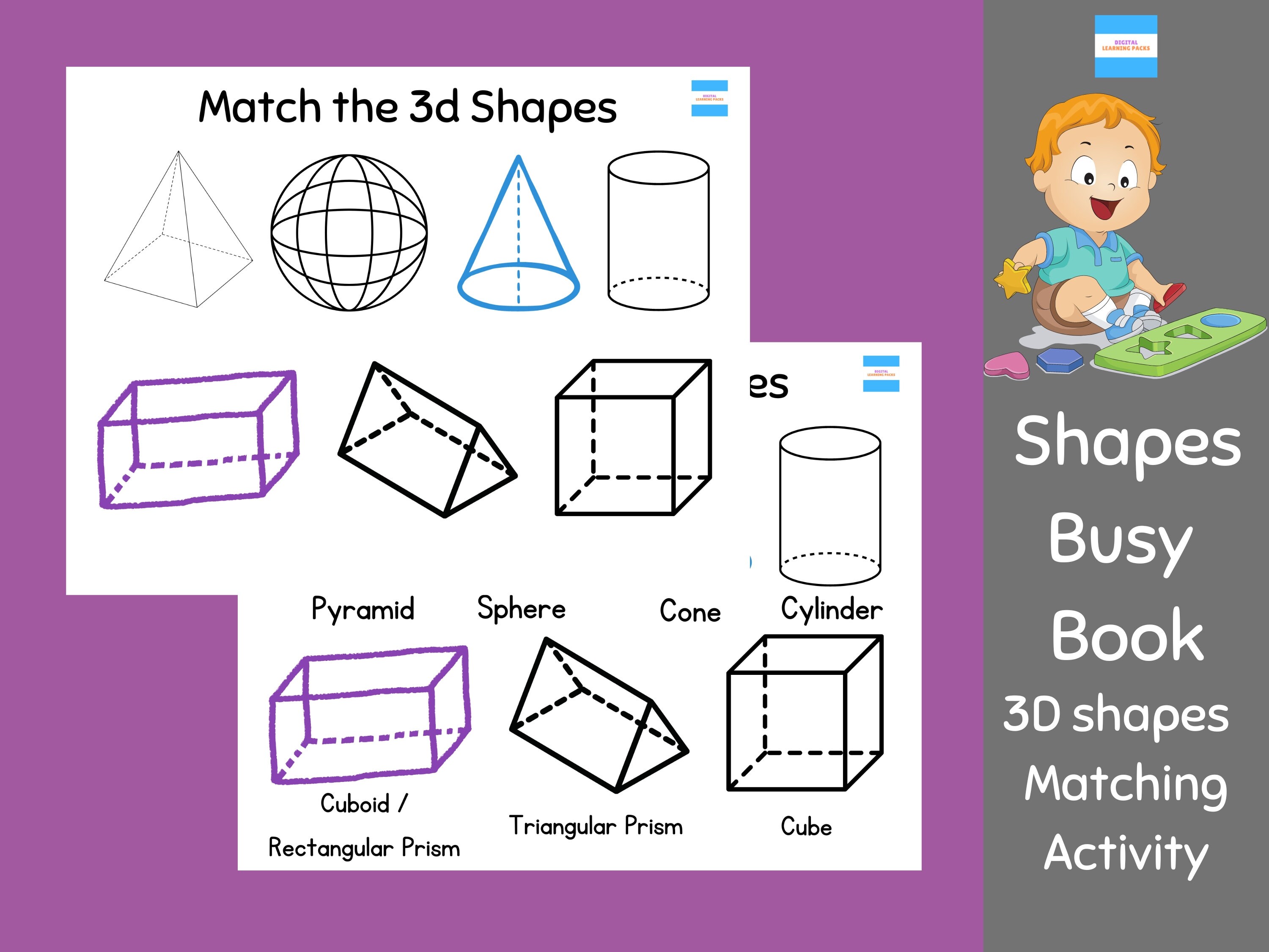 Shapes Busy Book Printable, Preschool Shapes Bundle, Printable Shapes ...