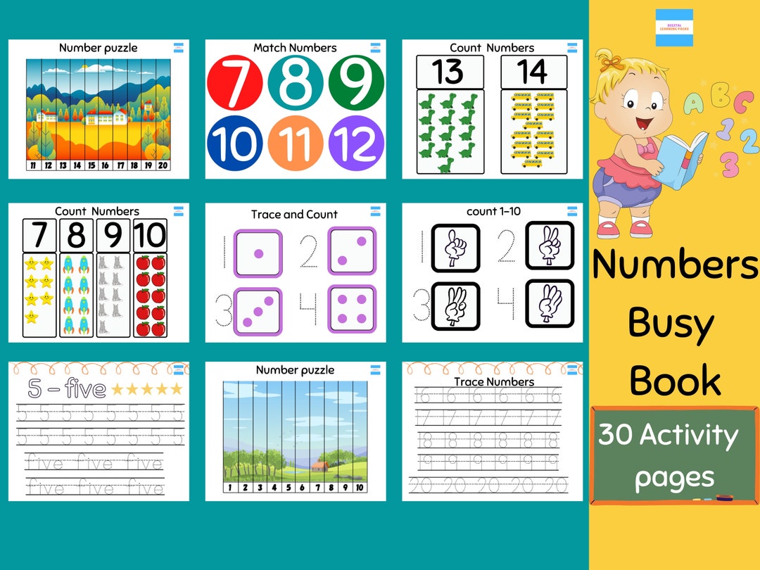 Math Busy Book, Numbers Book Preschool, Number Matching, Finger ...