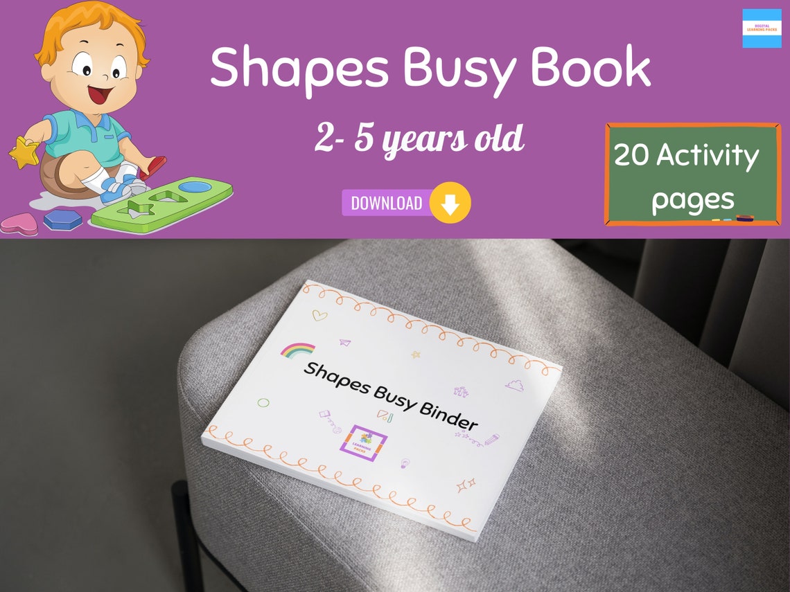 Shapes Busy Book Printable, Preschool Shapes Bundle, Printable Shapes ...