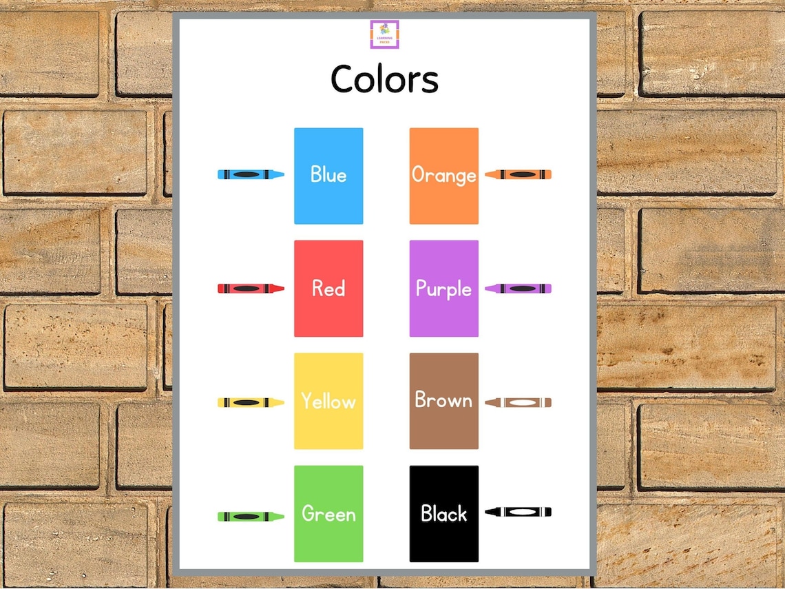 Color Chart for Classroom Crayons Poster Colors Educational - Etsy Canada