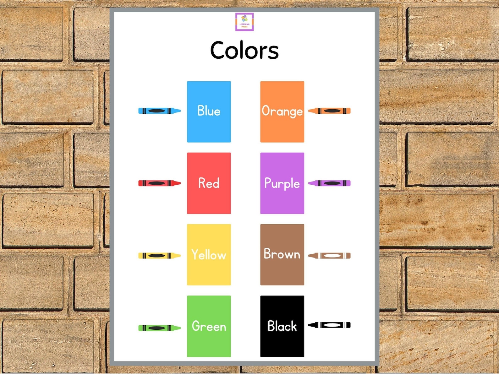 Color Chart for Classroom Crayons Poster Colors Educational - Etsy Canada