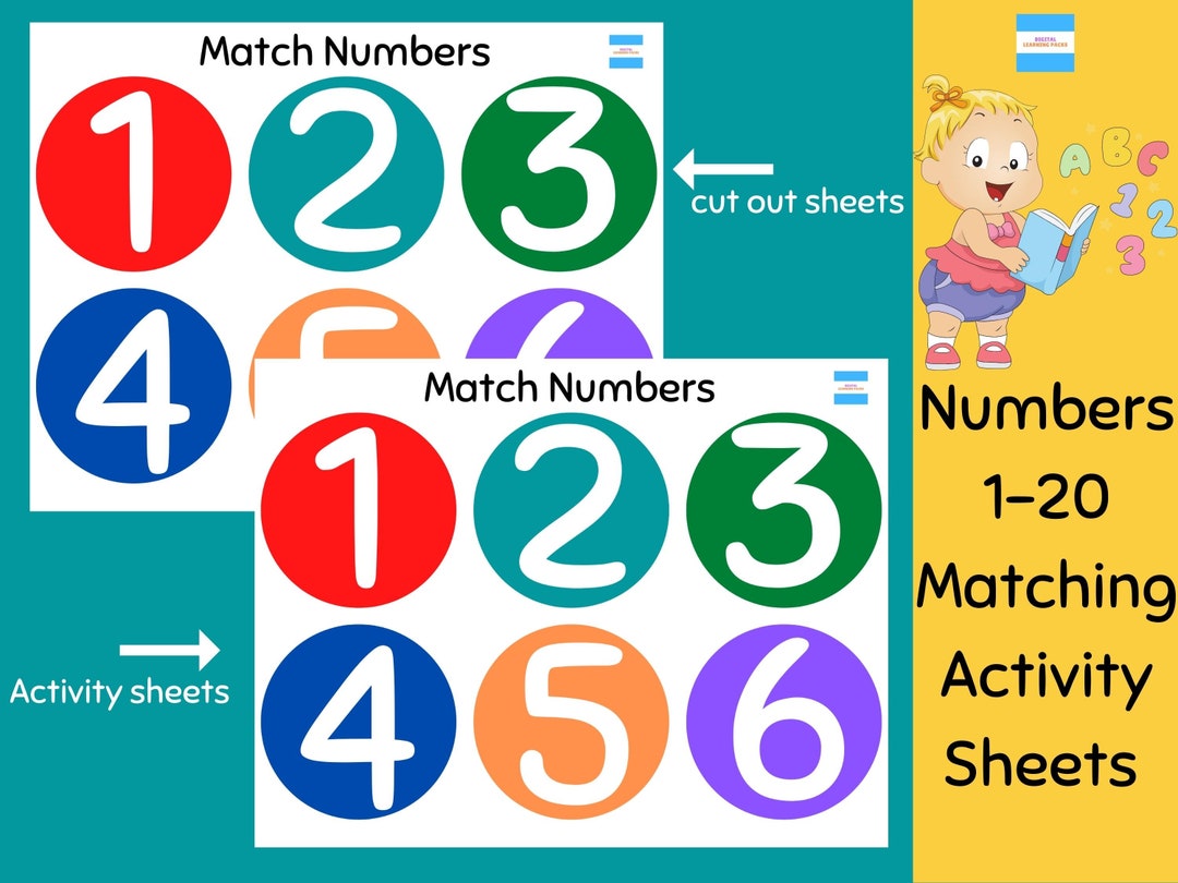 Number Matching Game, Numbers 1-20, Math Worksheets for Preschool ...