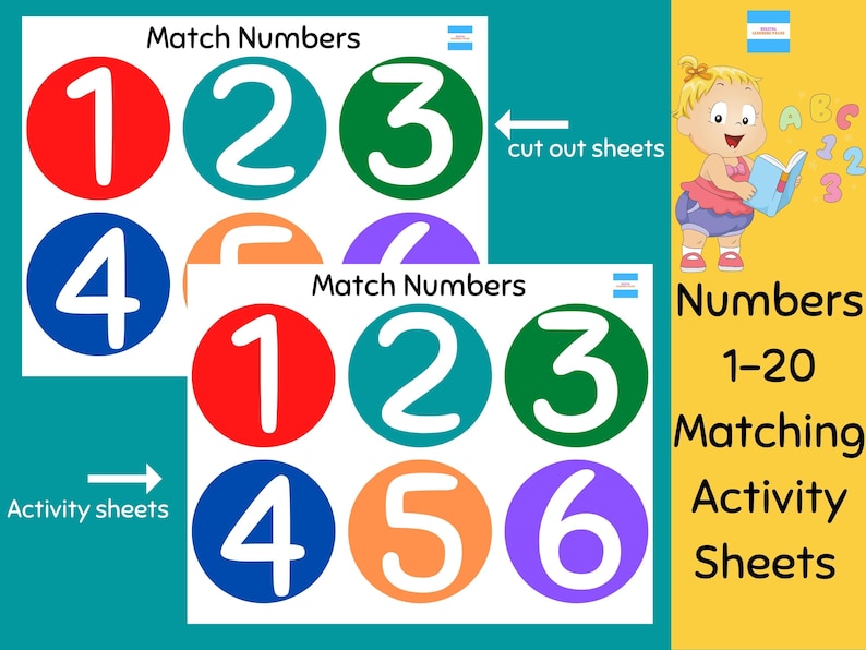 Number Matching Game, Numbers 1-20, Math Worksheets for Preschool ...
