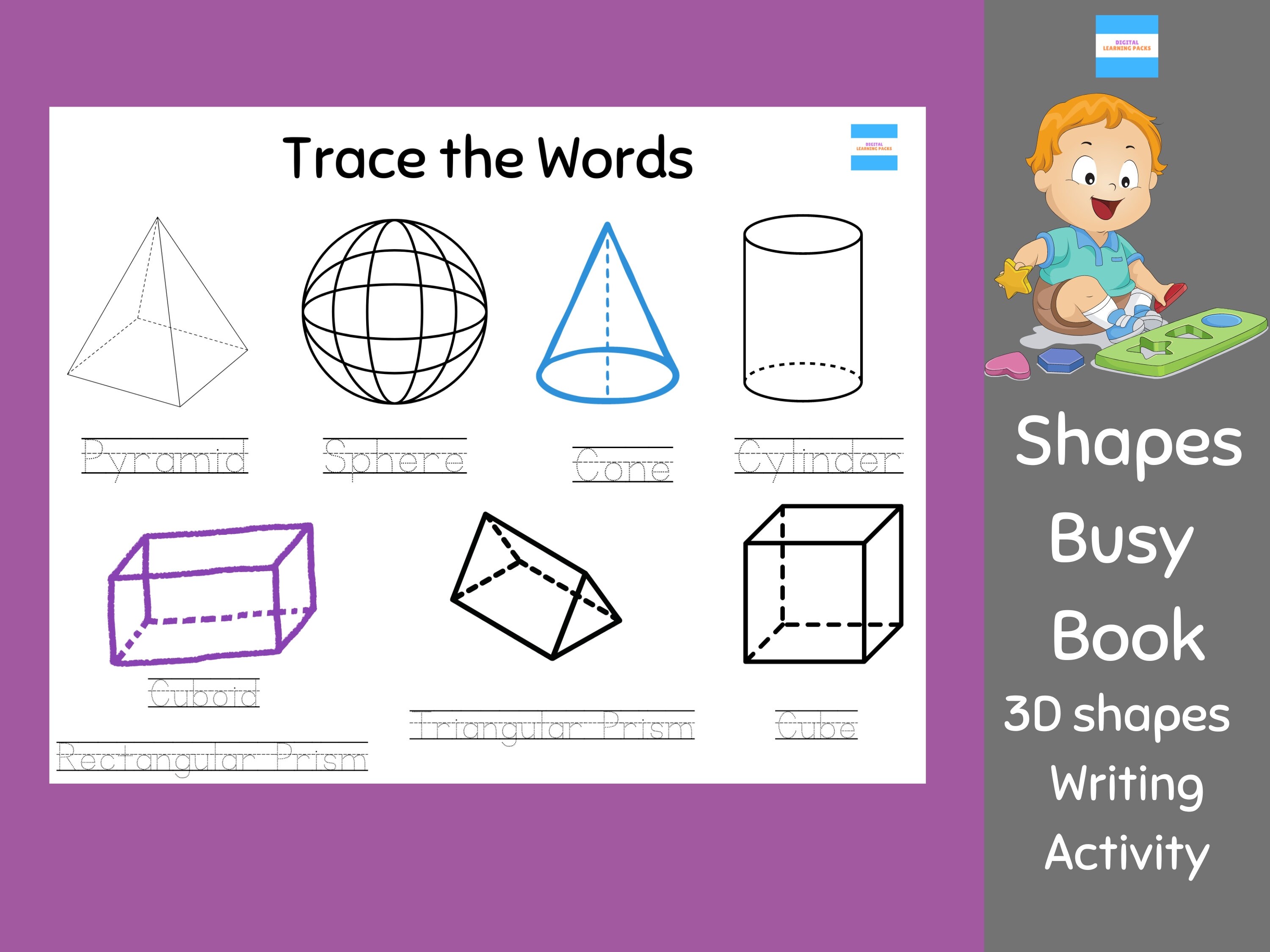 Shapes Busy Book Printable, Preschool Shapes Bundle, Printable Shapes ...