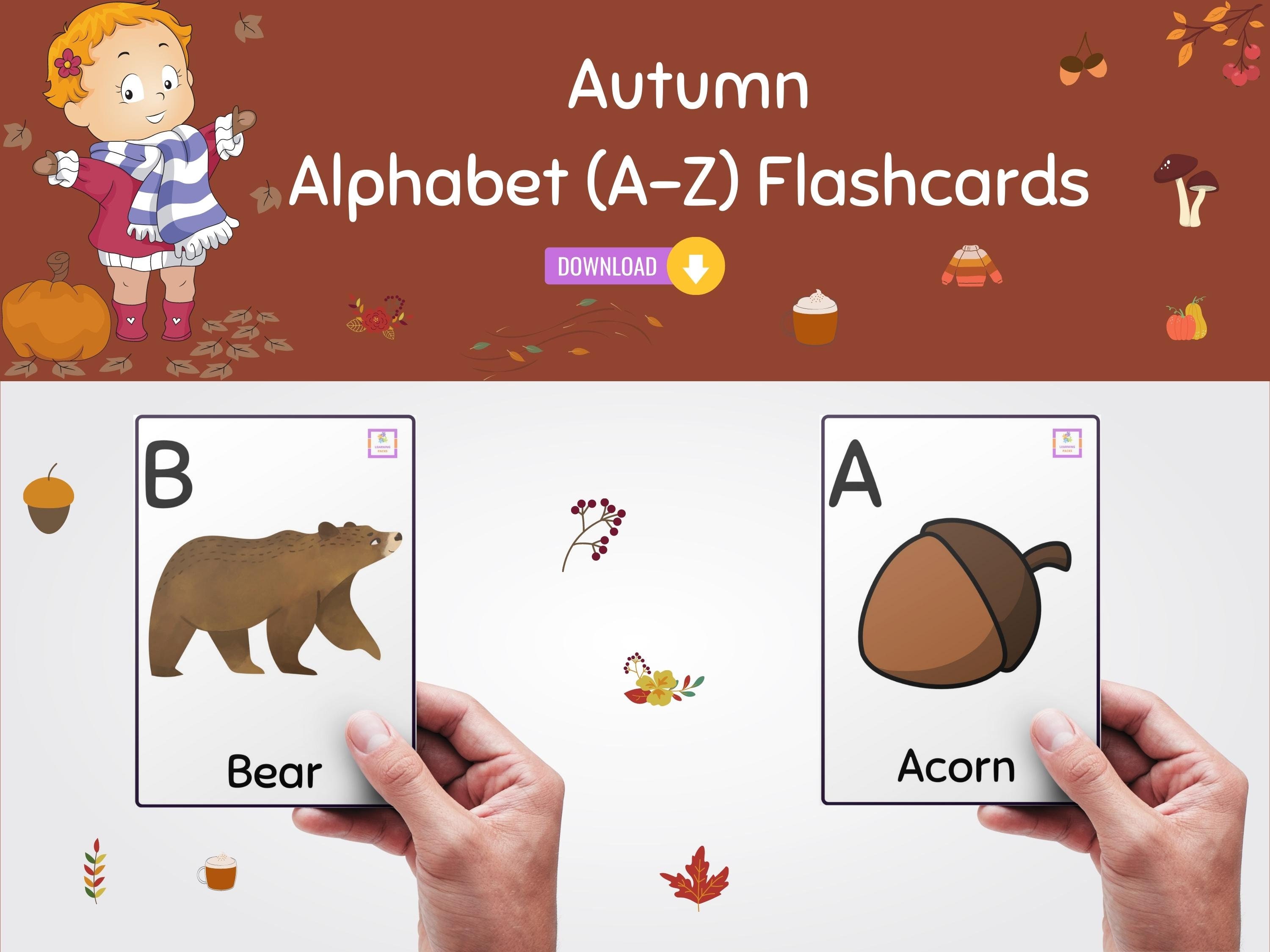 Autumn Flashcards Fall Alphabet Flashcards Digital - Etsy