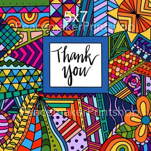 Doodle Thank You Card - Etsy