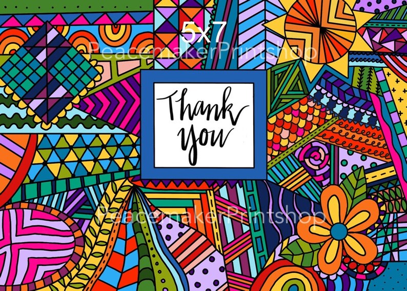 Doodle Thank You Card - Etsy