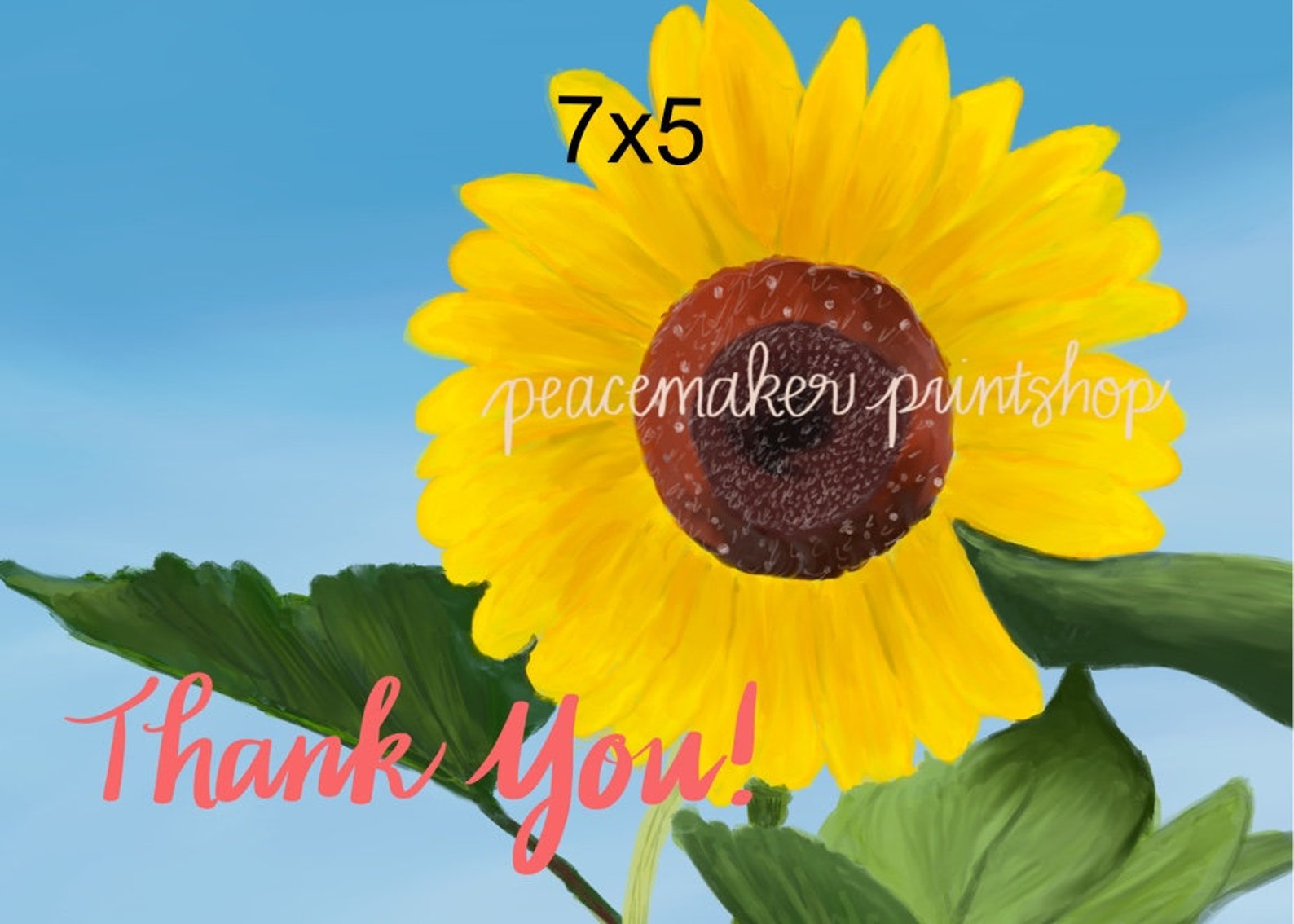 Sunflower Thank You Card - Etsy