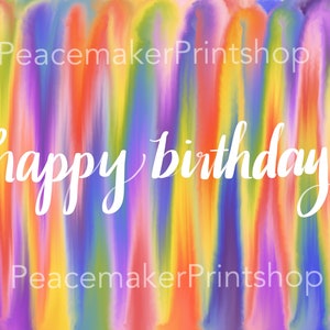 Colorful Happy Birthday Card/print - Etsy