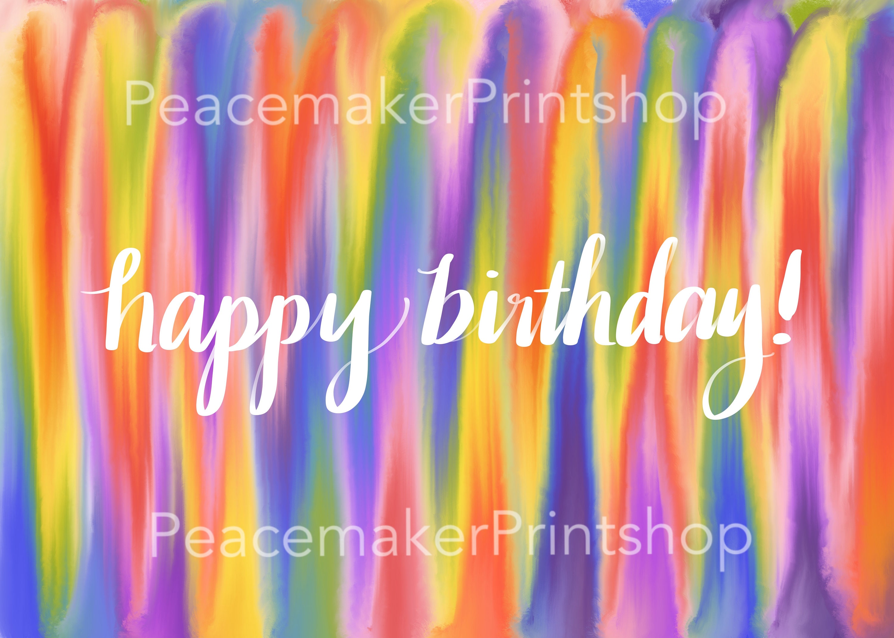 Colorful Happy Birthday Card/print - Etsy