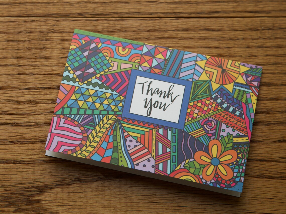 Doodle Thank You Card - Etsy