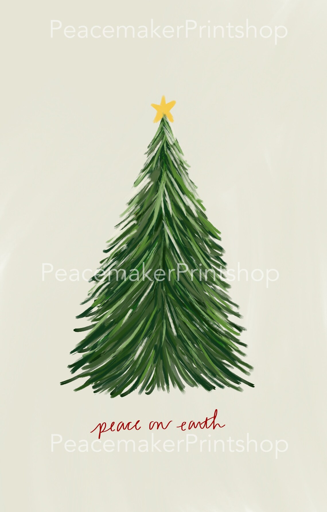 Peace on Earth Tree Card - Etsy