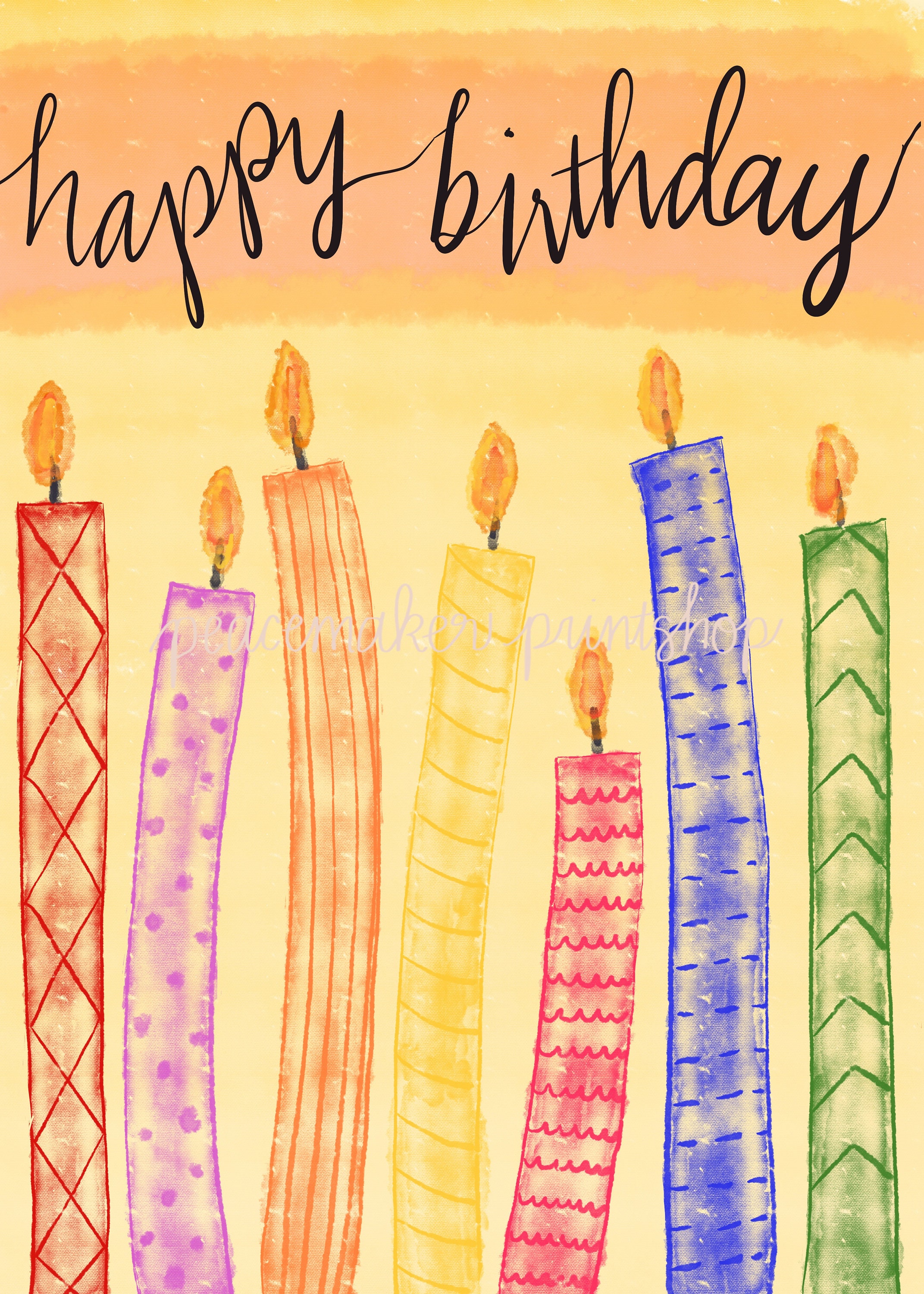 Happy Birthday Candles Card/print - Etsy Singapore