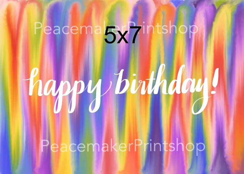 Colorful Happy Birthday Card/print - Etsy