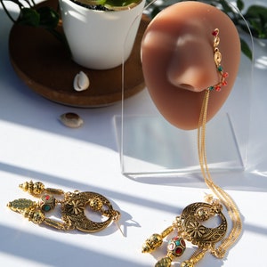 Gold Nose Chain Fake Nose Ring Gold Earrings - Etsy