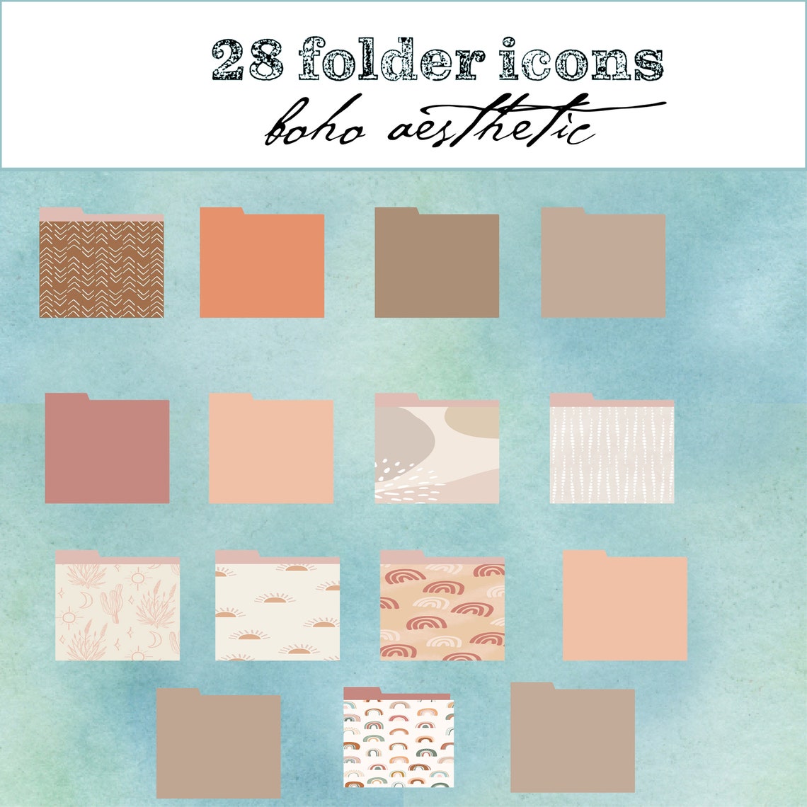 Boho Desktop Folder Icons for Mac Desktop Folder Icons - Etsy