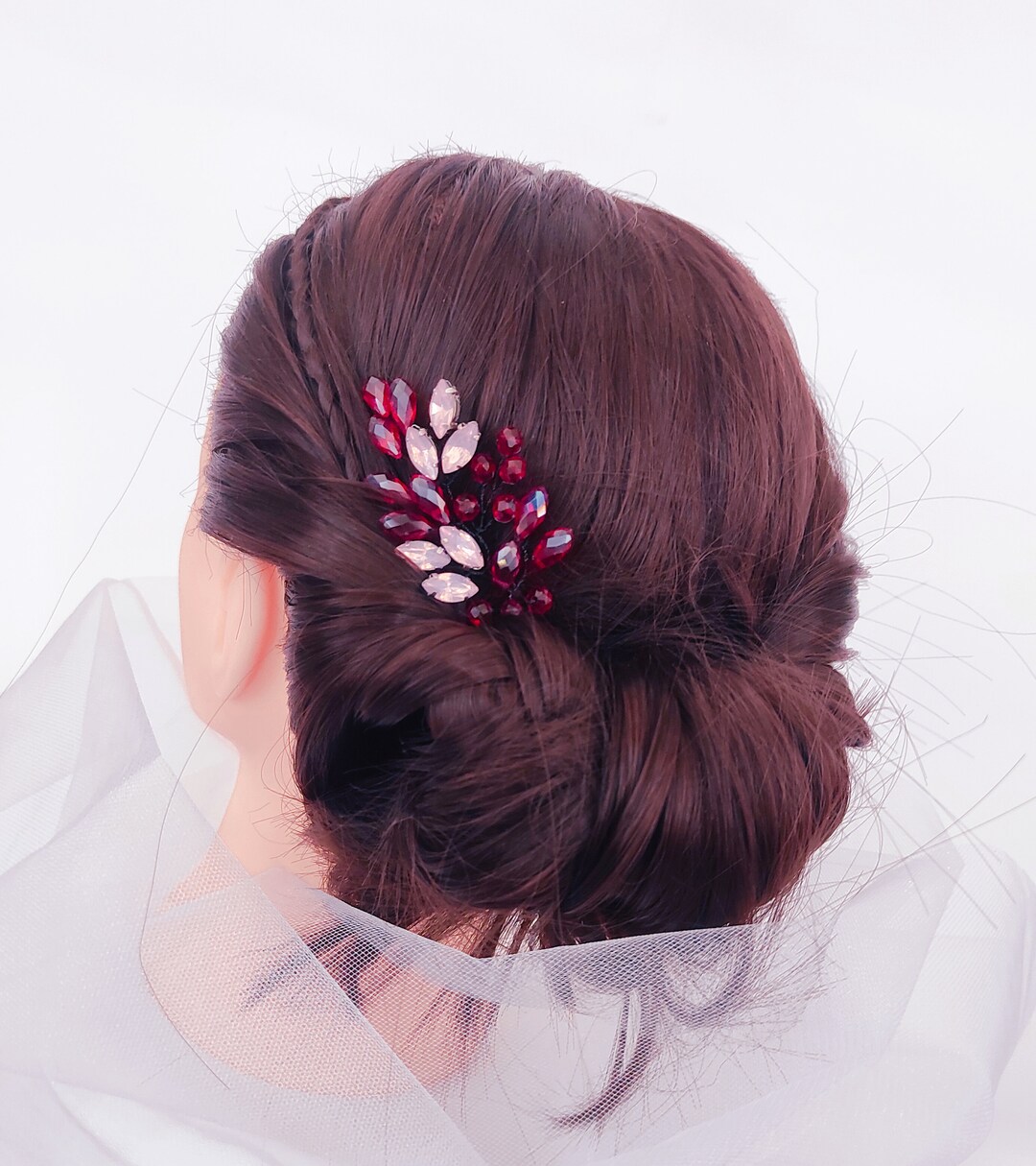 Red Crystal Hair Vine / Wedding Red Hair Clip / Bridal Headpiece ...