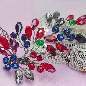 Crystal Red Wedding Headpiece / Crystal Hair Vine/ Red Crystal Hair ...