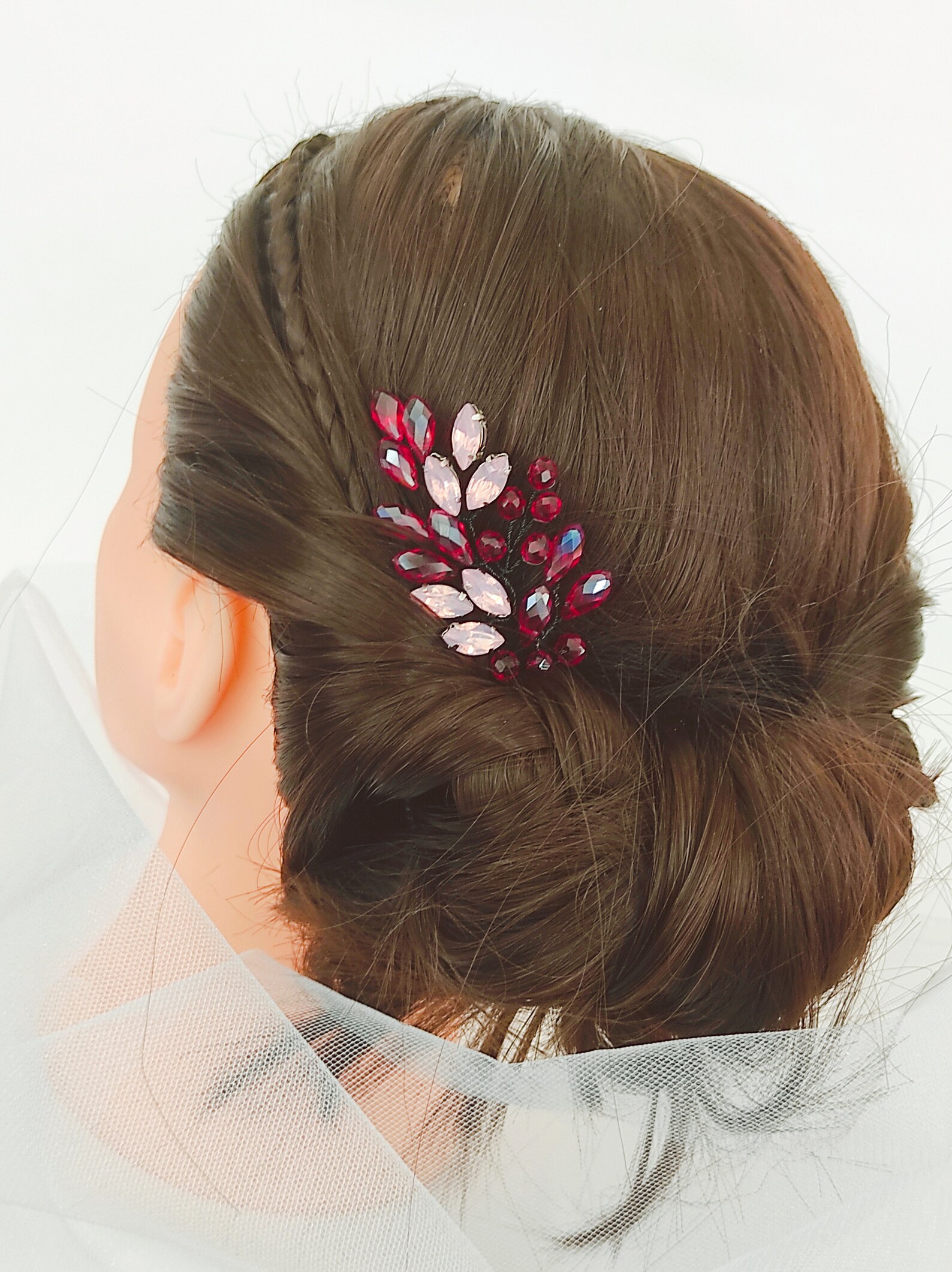 Red Crystal Hair Vine / Wedding Red Hair Clip / Bridal - Etsy