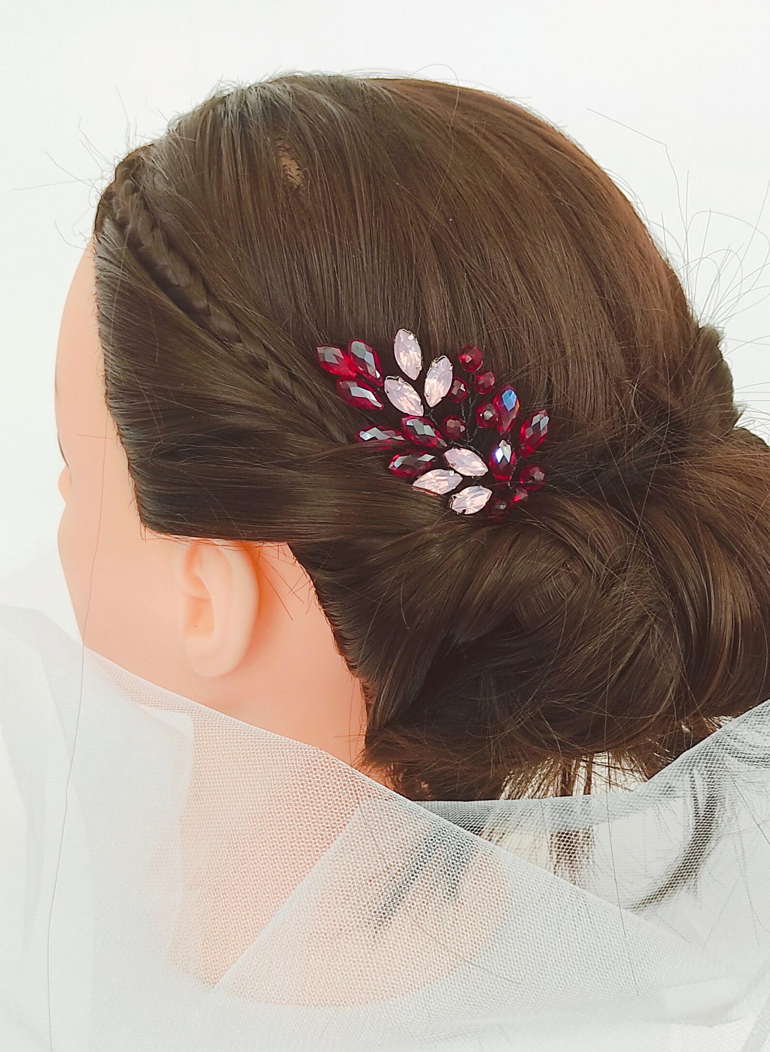 Red Crystal Hair Vine / Wedding Red Hair Clip / Bridal - Etsy